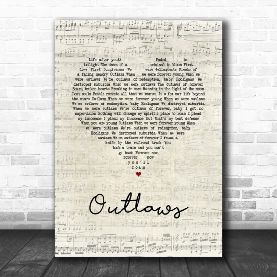 Green Day Outlaws Script Heart Song Lyric Wall Art Print – Daymira ...