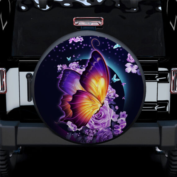 Butterfly Purple Flower Spare Tire Covers T For Campers Jeep Tire