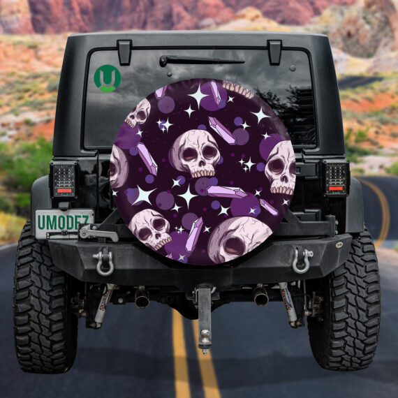 Human Skulls With Amethysts And Stars Spare Tire Cover Jeep Tire