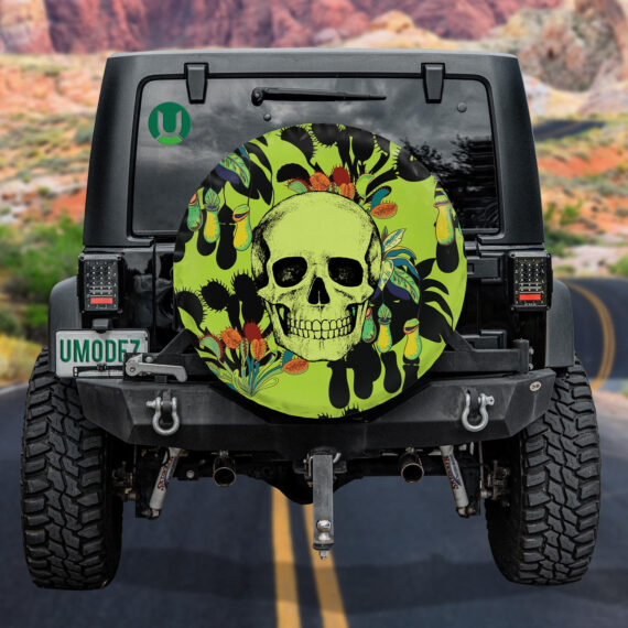 Human Skull And Carnivorous Plants Spare Tire Cover Jeep Tire Covers
