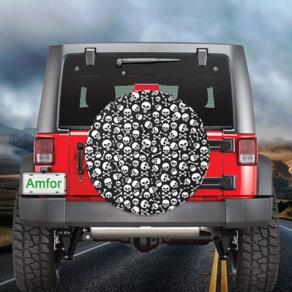 Black And White Skulls And Bones Spare Tire Cover Jeep Tire Covers