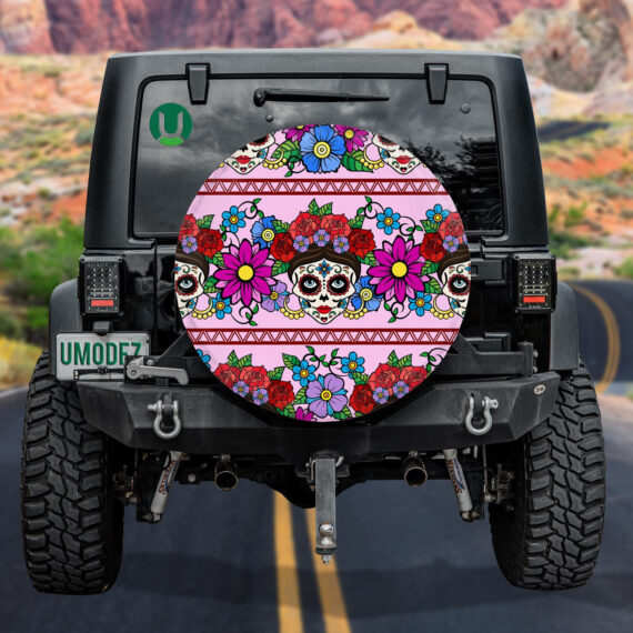 Catrina La Calavera Sugar Skull Mexican Spare Tire Cover Car